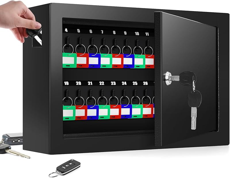 100 Keys Key Cabinet, Anti-Theft Key Lock Box with Key Tags, Adjustable ...