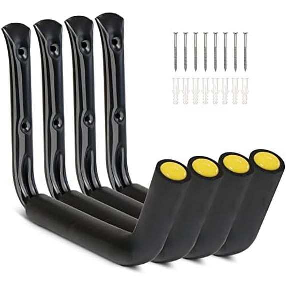 100 LB Capacity (15") Heavy Duty Garage Storage Hooks (4packs) Kayak Storage Hanger Wall Mounted ...
