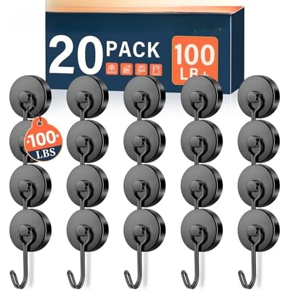 100 LBS Magnetic Hooks Heavy Duty, 20 Pack Extra Strong Magnetic Hooks ...