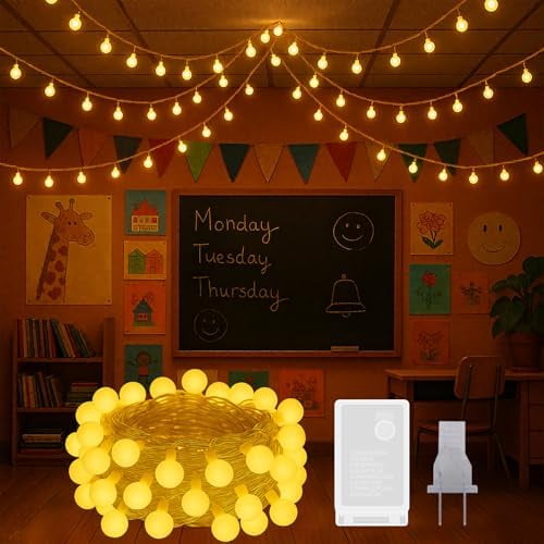100 LED Hanging String Lights for Classroom – 33ft Plug in Fairy Lights ...