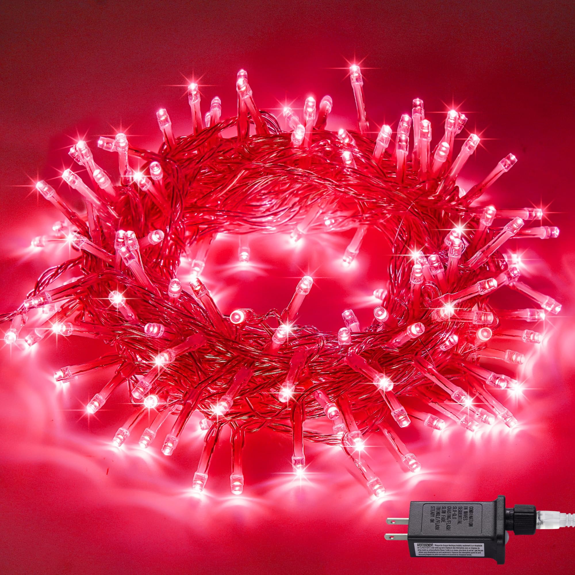 100 LED Red Landscape & Walkway String Lights, Indoor Outdoor Plug-in ...