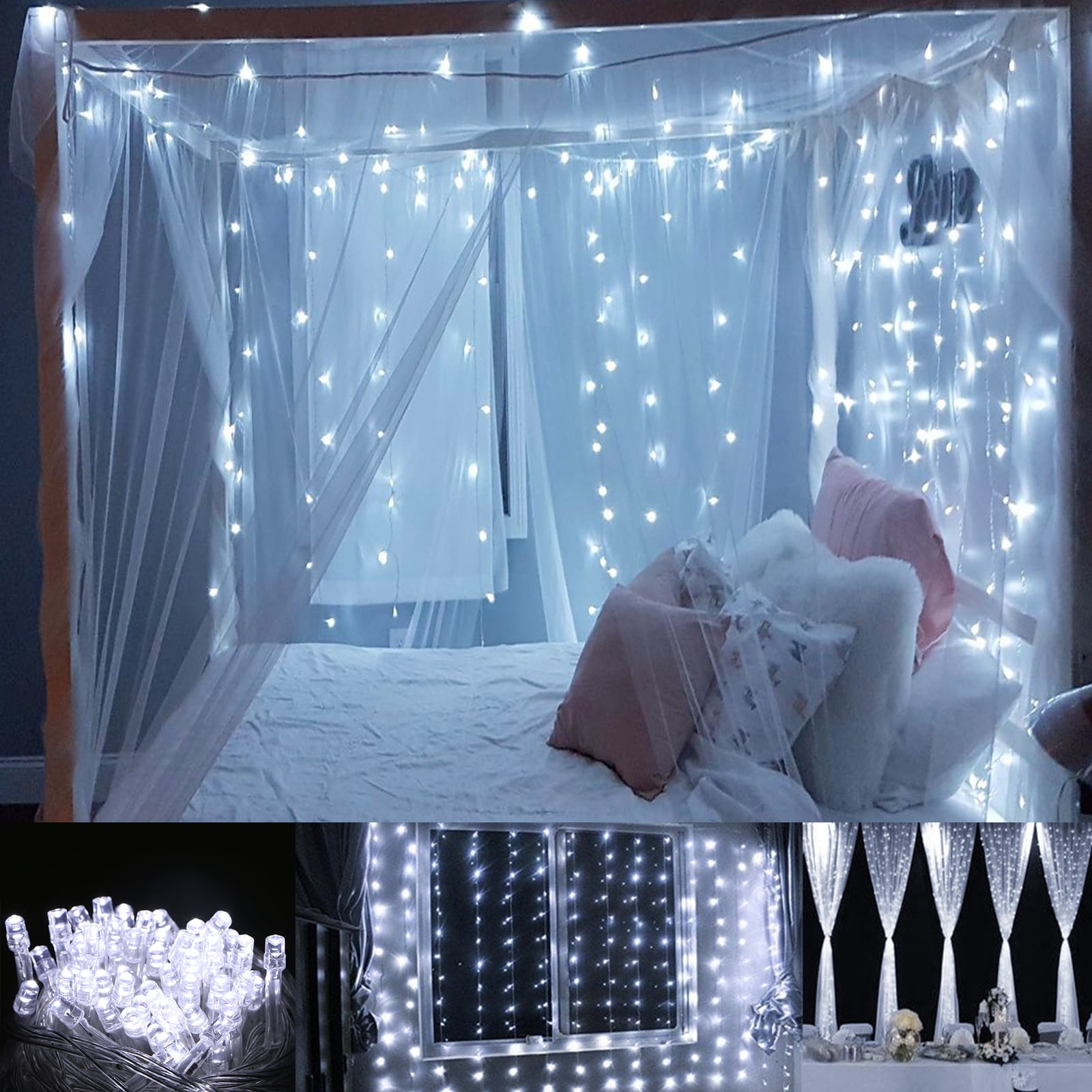 100 LED Twinkle Fairy Light String, Sinhoon 33ft Window Curtain Star ...