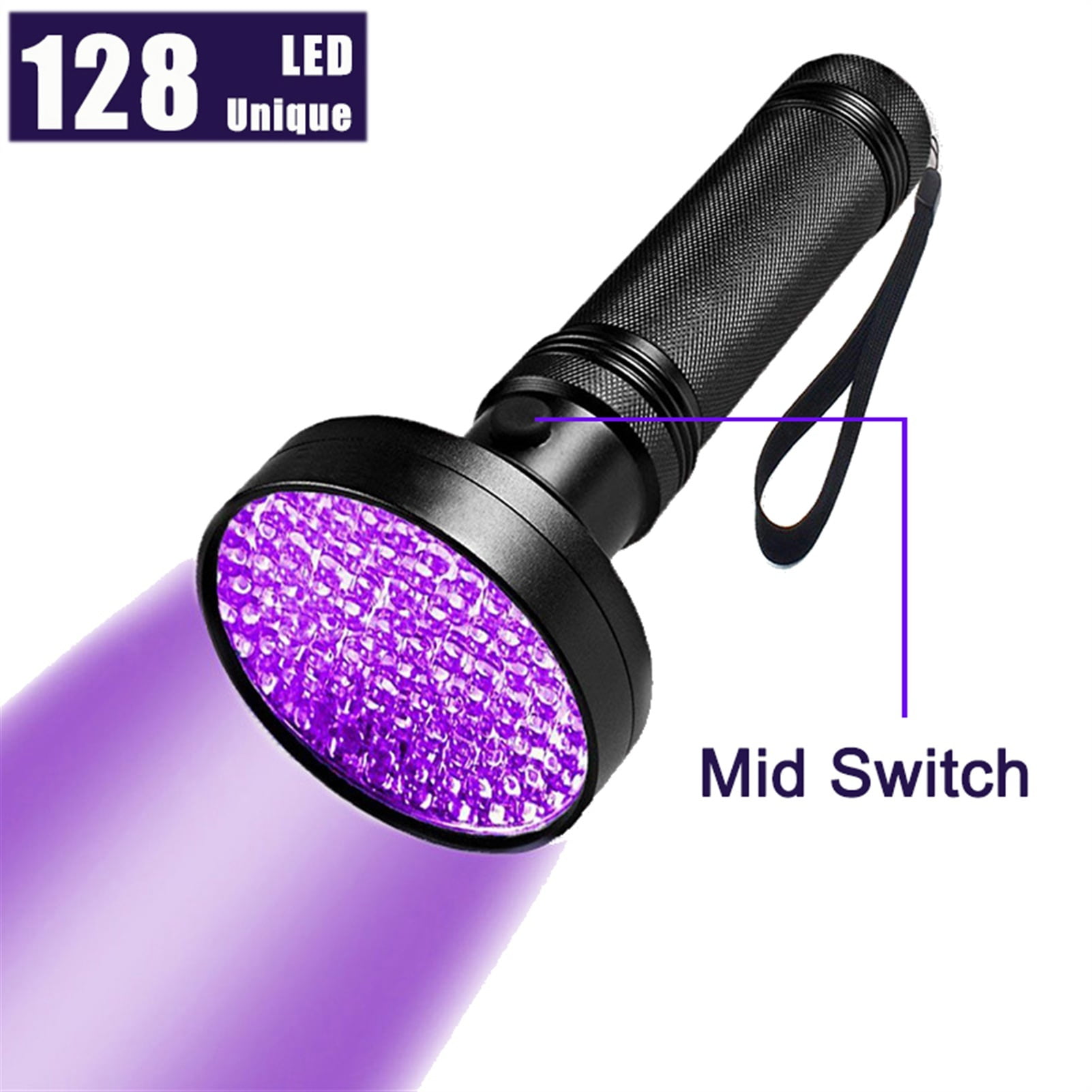 100 LED UV Flashlight High Power 10w 395nm 128 LED UV Light Ultraviolet Lantern Torch Pet Urine ...