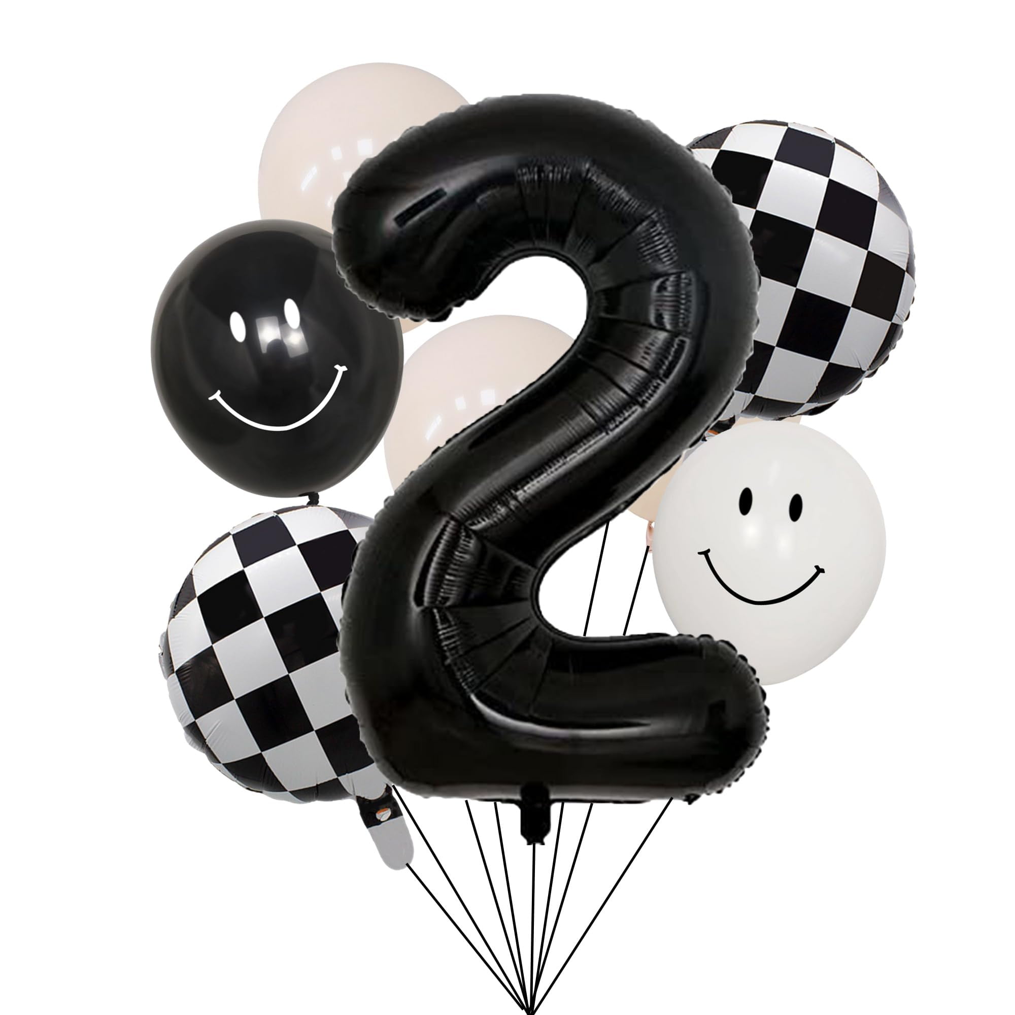100% LIKED TwoEGSC Cool Balloon Set, 40" Black & White Smiley Face ...