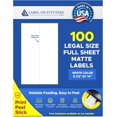 100 Label Outfitters® Legal Size, 8.5 x 14, White Laser and Inkjet ...