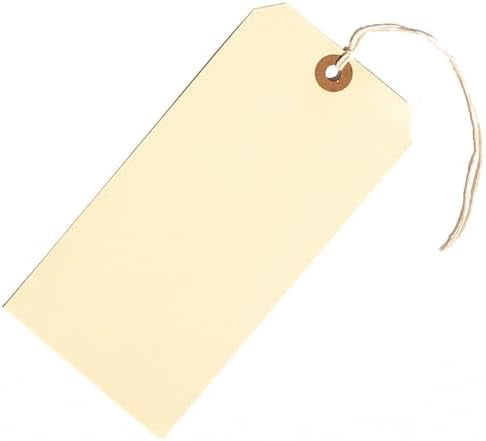 100 Large Manila Paper Tags with String Attached - # 8, 6 1/4" x 3 1/8 ...