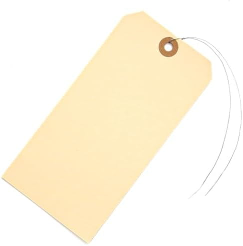 100 Large Manila Paper Tags with Wire Attached – # 8, 6 1/4" x 3 1/8 ...