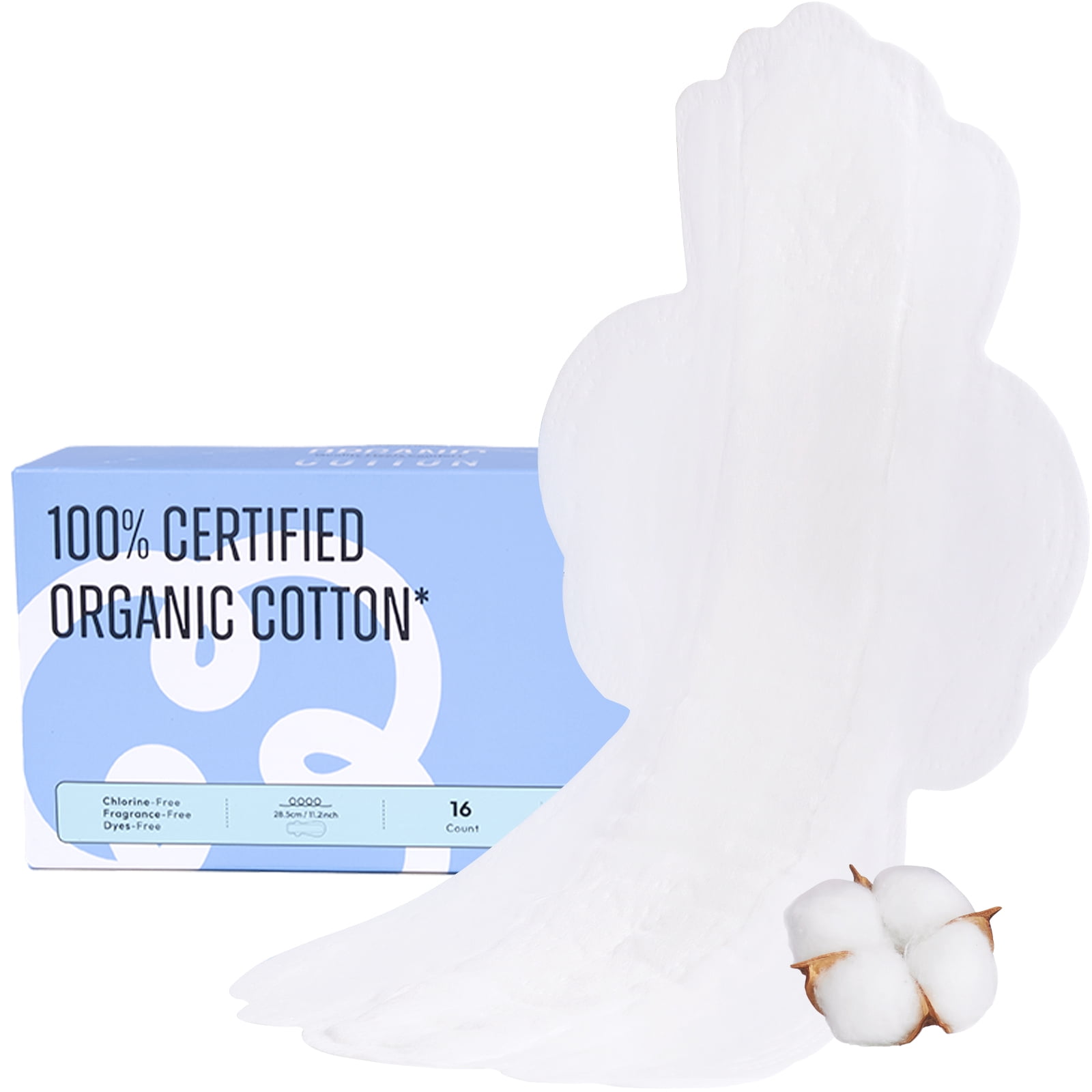 100% Large Organic Pads for Women, Ultra Thin Heavy Flow Sanitary Pad ...