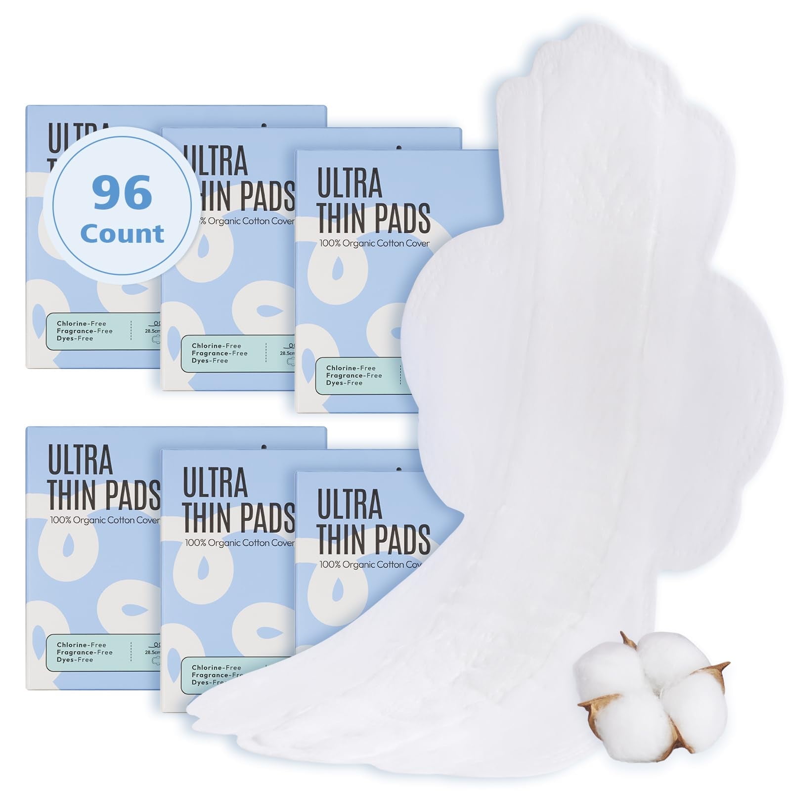 100% Large Organic Pads for Women, Ultra Thin Heavy Flow Sanitary Pads ...