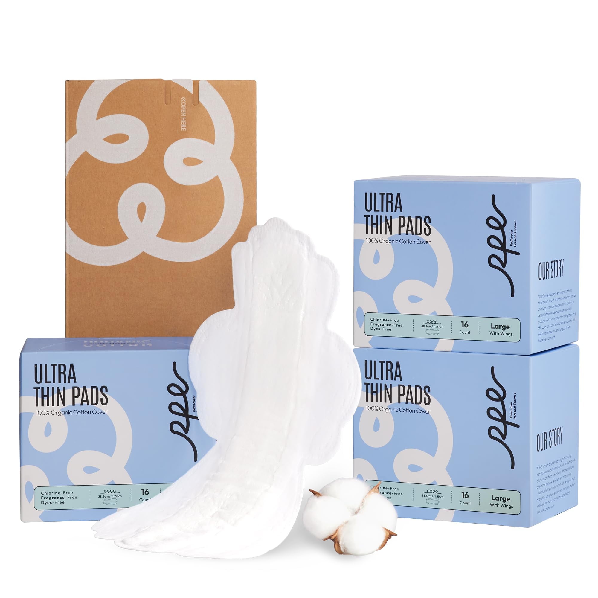 100% Large Organic Pads for Women, Ultra Thin Heavy Flow Sanitary Pads ...