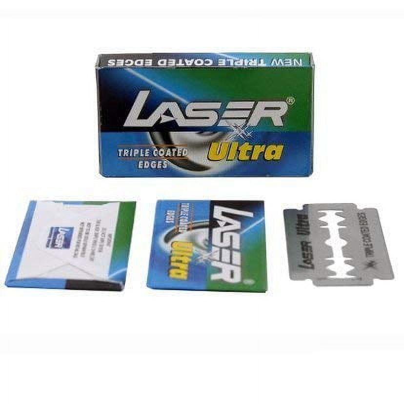 100 Laser Ultra Double Edge Safety Razor Blades with Triple Coated ...