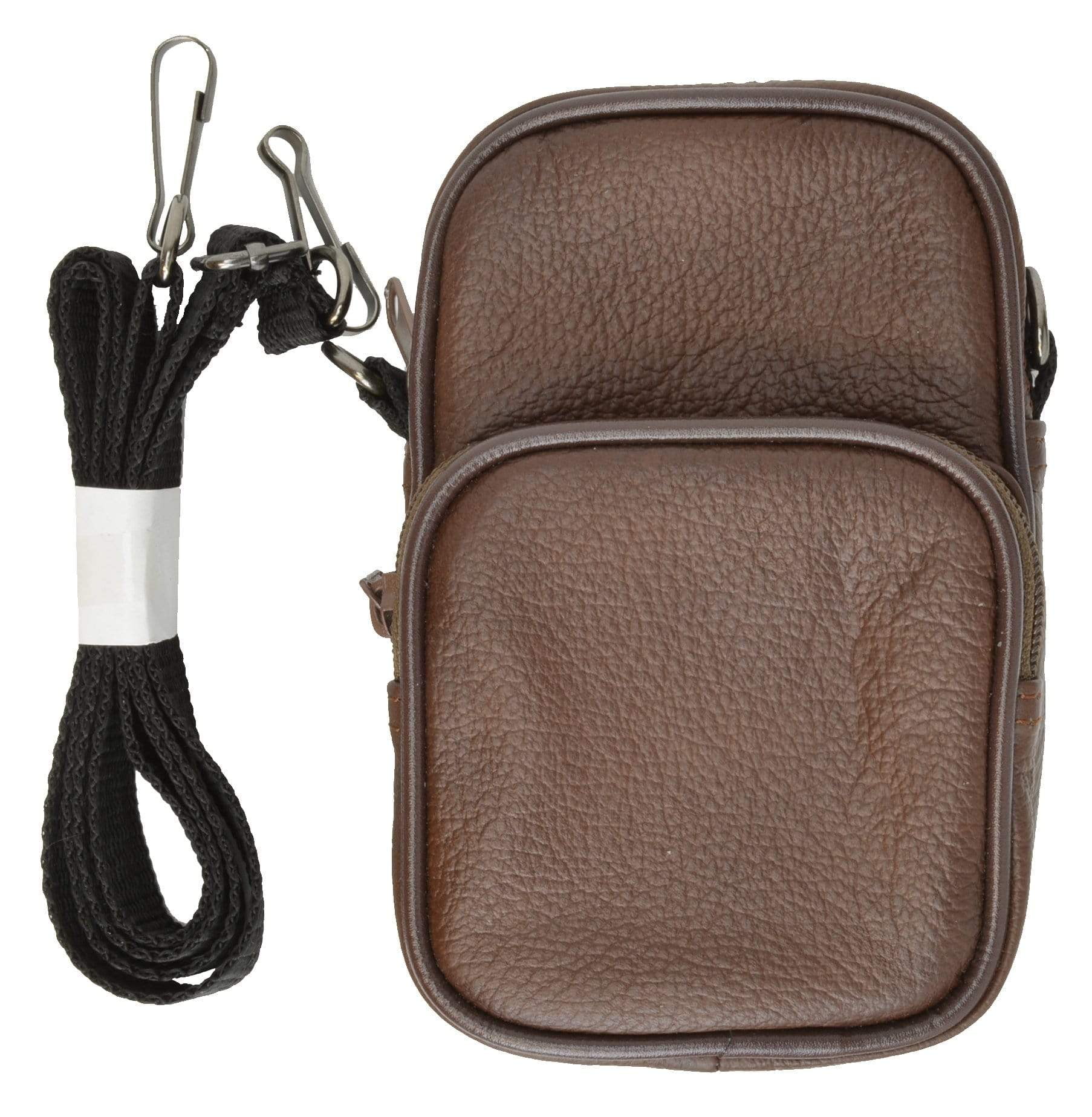 100% Leather Camera Pouch with Strap with Extra Zipper Compartment ...