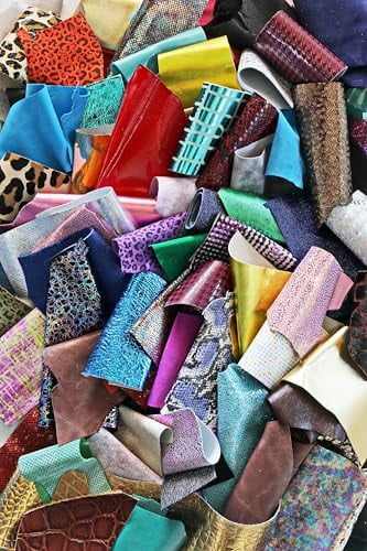 100 Leather Cutouts, Minimum Size 5 x 10 cm, Random Selection, Mix of ...