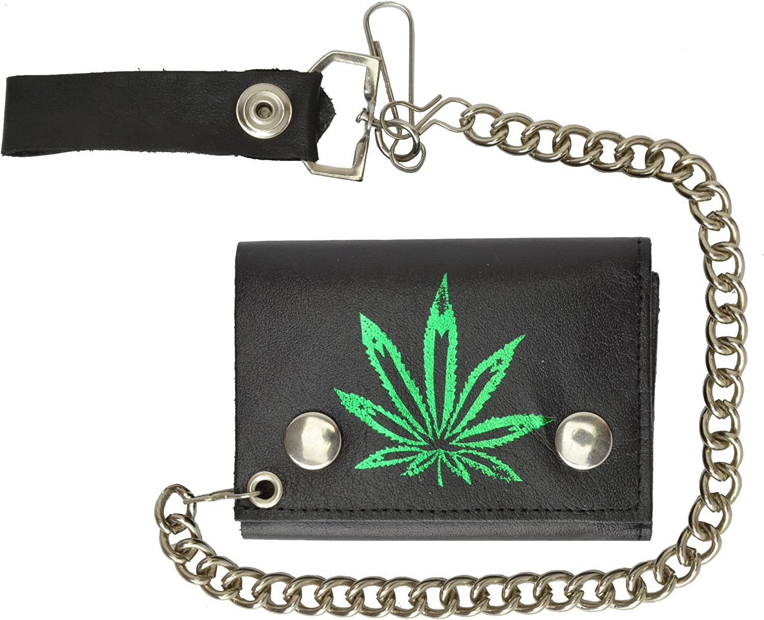 100% Leather Tri-fold Chain Wallet Black #946-9 - Walmart.com