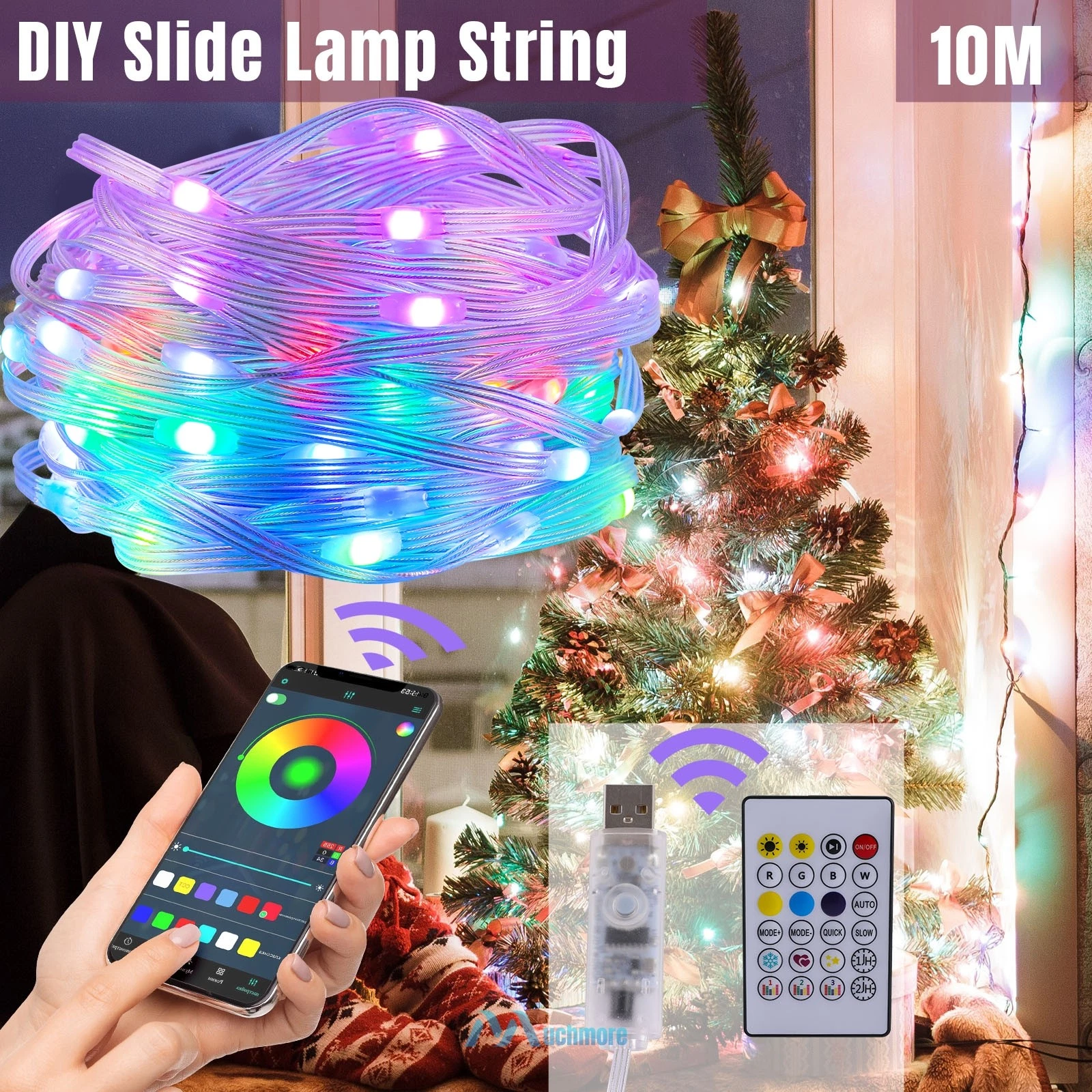 100 Led 33Ft Strip Rope Light Tube String Garden Party Lights App ...