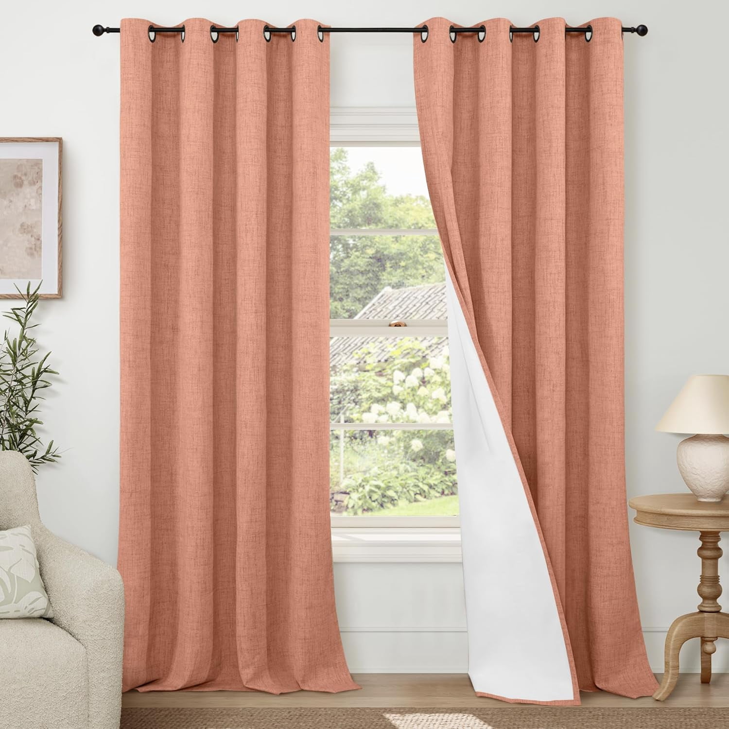 100% Linen Blackout Curtains for Bedroom 95"x52", Extra Long Thermal ...