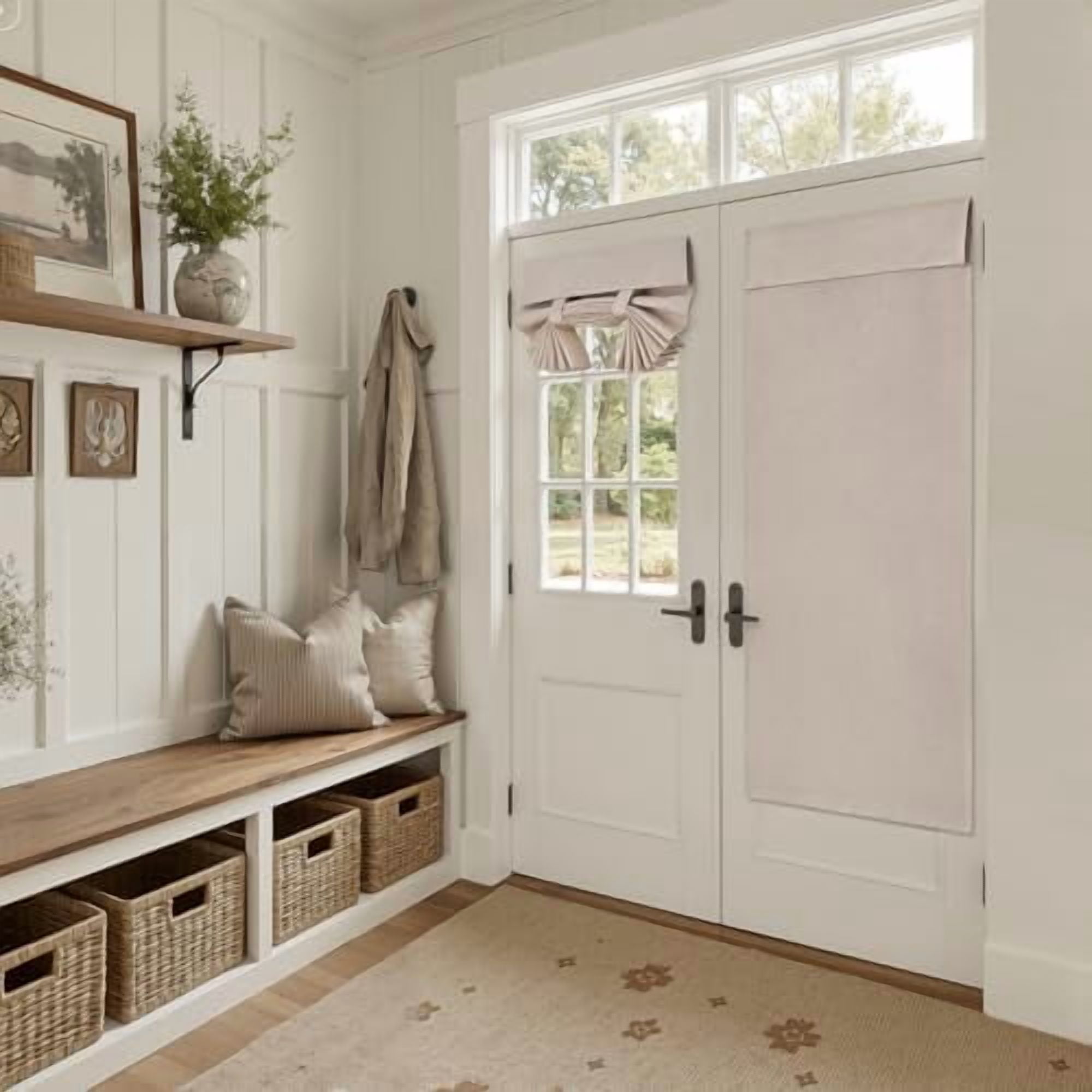 100% Linen Blackout French Door Curtains, Privacy Small Door Window ...