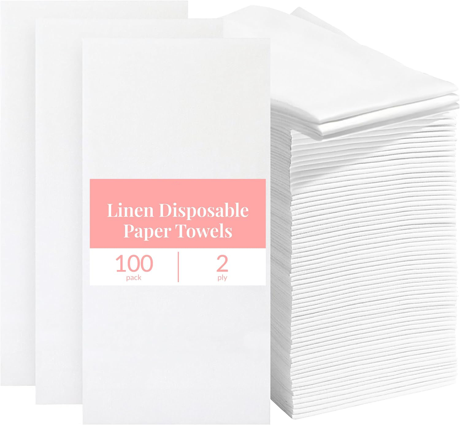 100 Linen Feel Disposable Paper Towels - Hand Towels for Bathroom ...