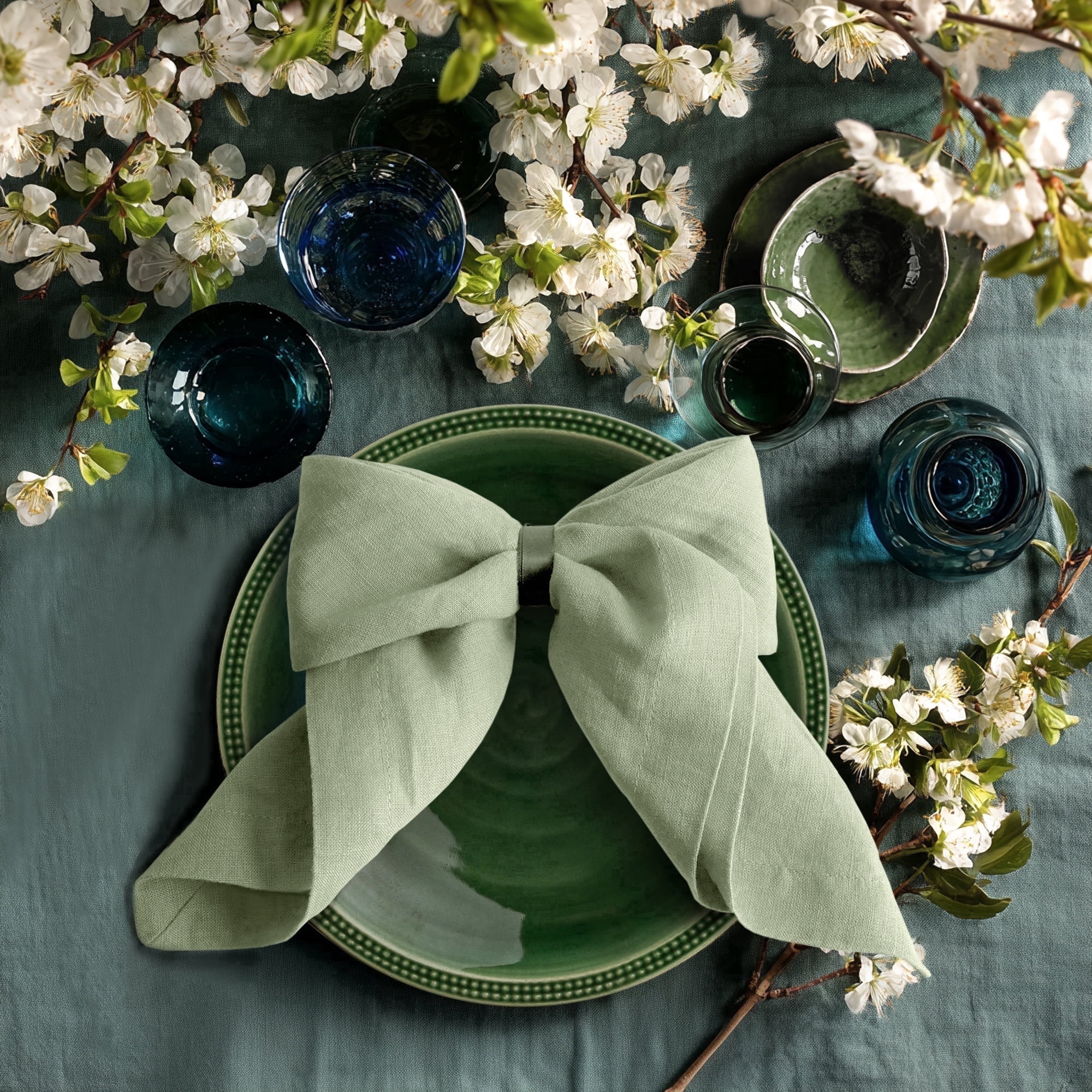 Triton Linen 100% Pure French Linen Napkins, 20" x 20" Cloth Napkins ...