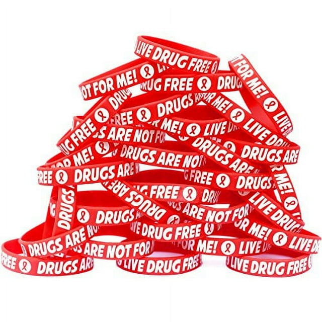 100 Live Drug Free Wristbands - Drugs Are Not For Me Bracelets with Red ...