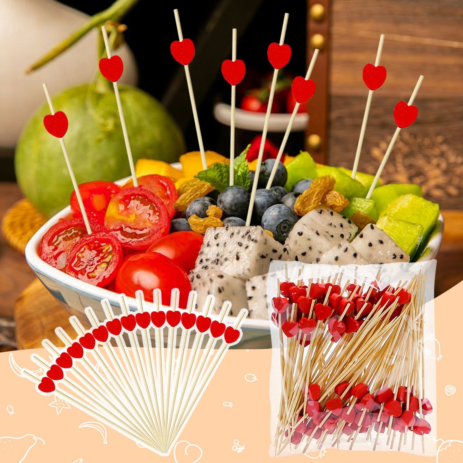 100 Long Red Cocktail Picks – Toothpicks for Sandwiches, Appetizers ...