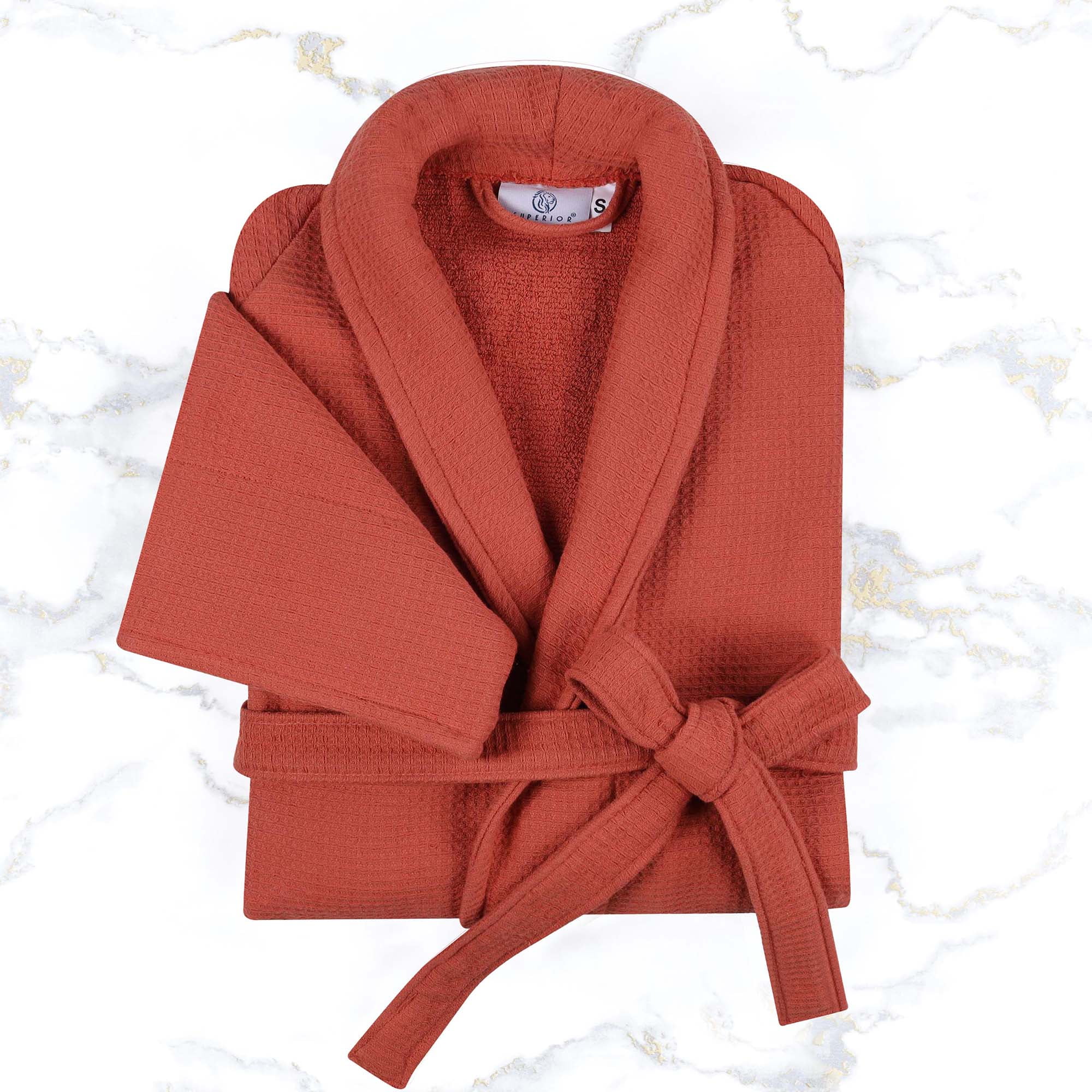 100% Long-Staple Cotton Unisex Waffle Weave Bath Robe, Extra-Large ...