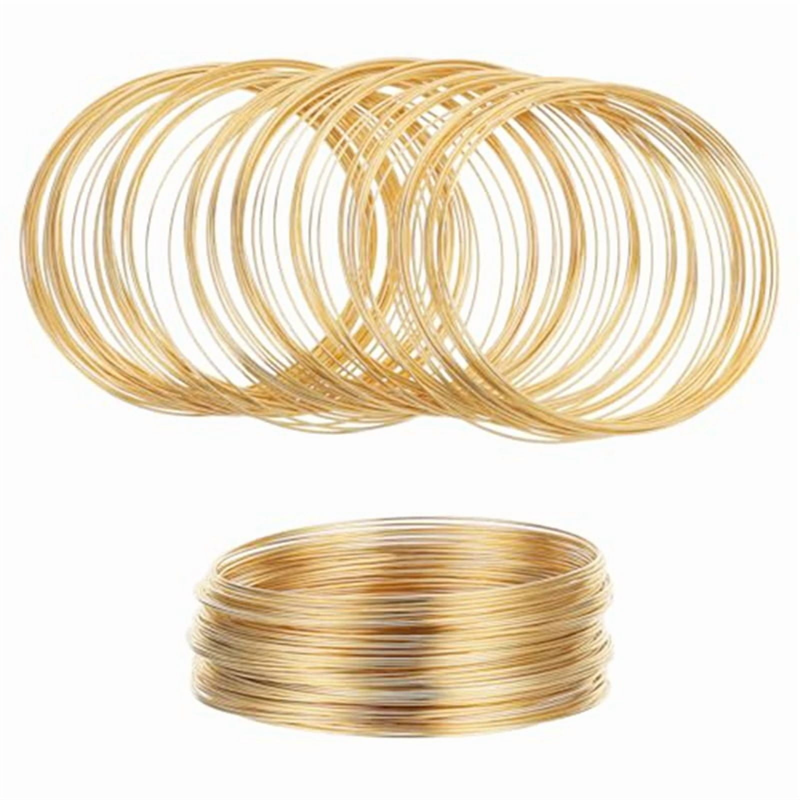 100 Loop Jewelry Wire, Memory Wire for Making Bracelets Beading Gold ...