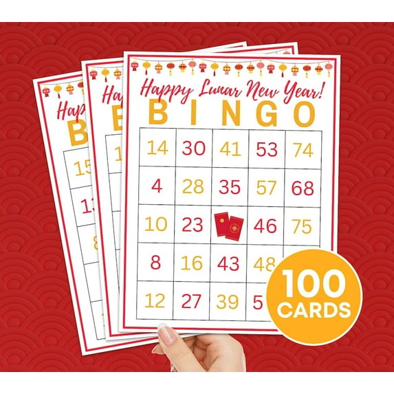 100 Lunar New Year Bingo Cards Printable Game, Chinese New Year Bingo ...