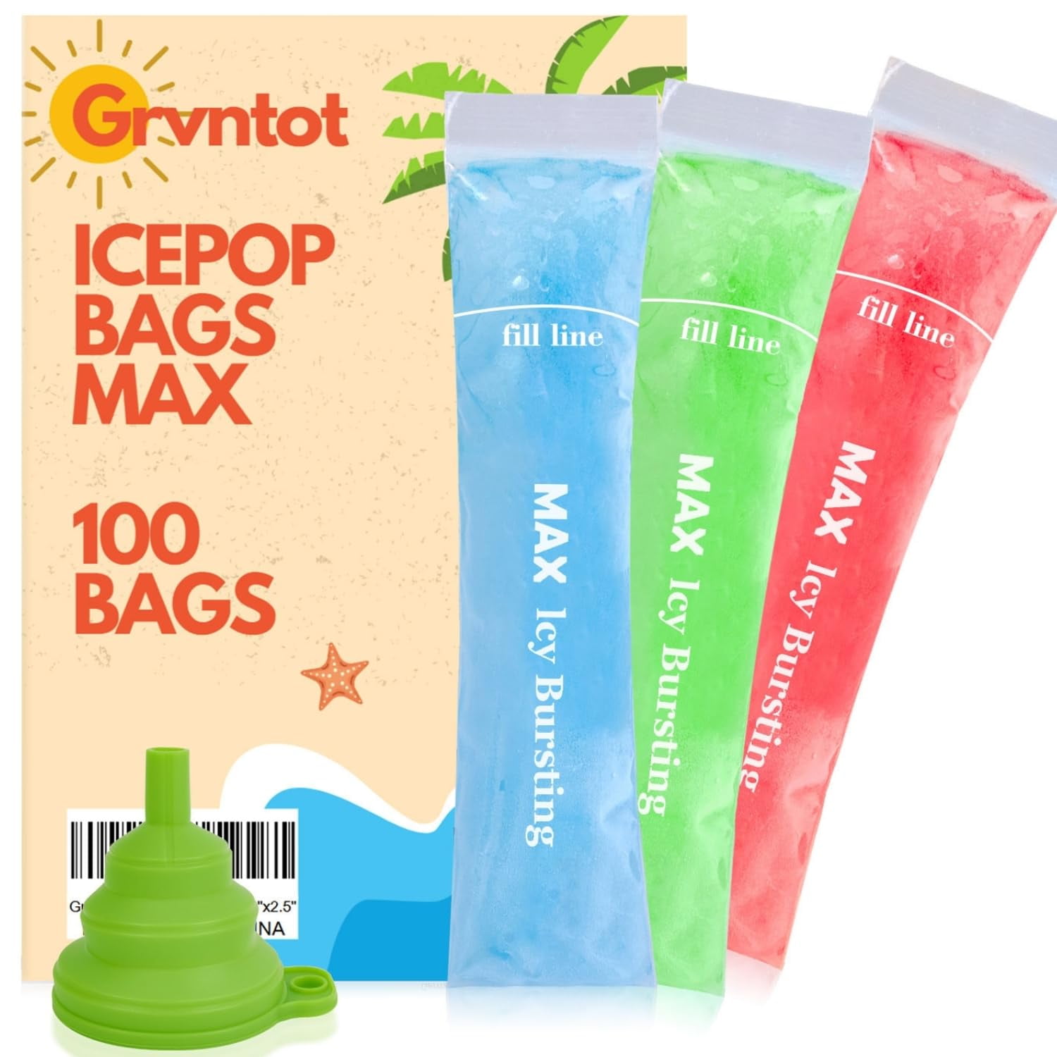 100 MAX Disposable Ice Popsicle Mold Bags (12x2.5") for DIY Natural ...