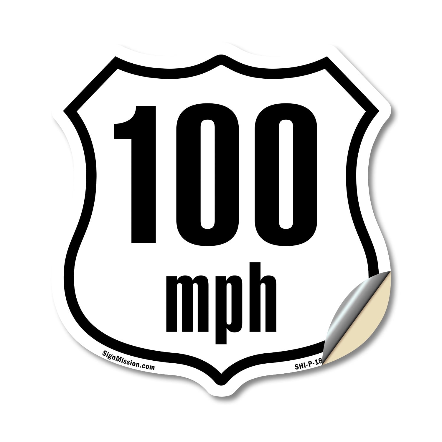 100 MPH Miles Per Hour (2 Pack) 12 inch X 12 inch Shield Shaped Heavy ...