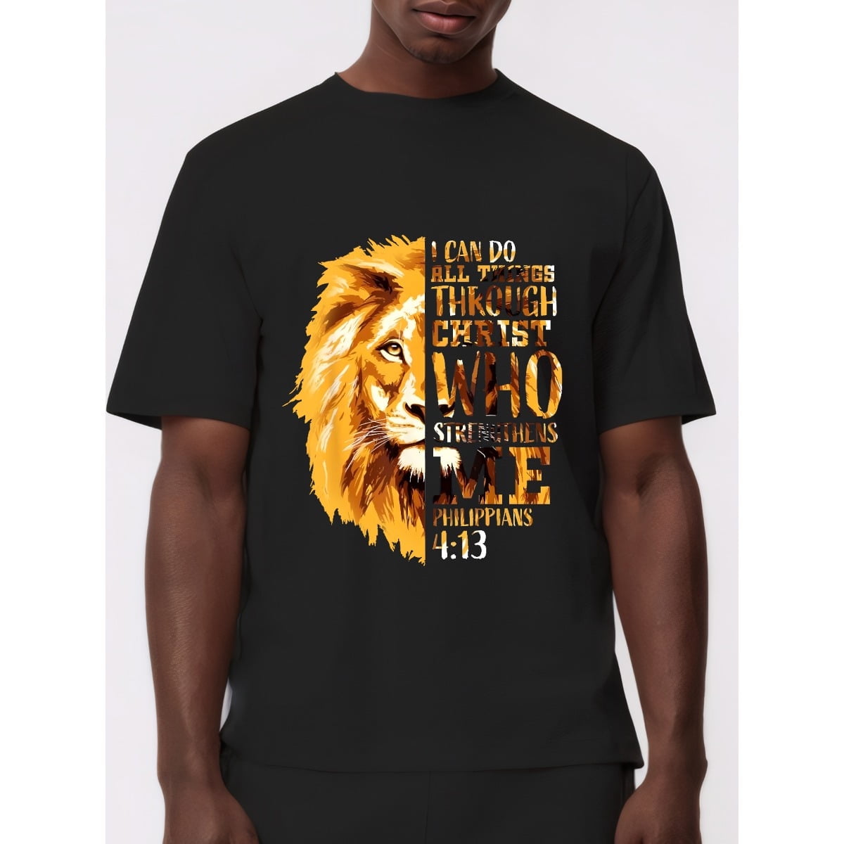 100% Made US Philippians 413 Christian Bible Verse Gift Lion Men ...