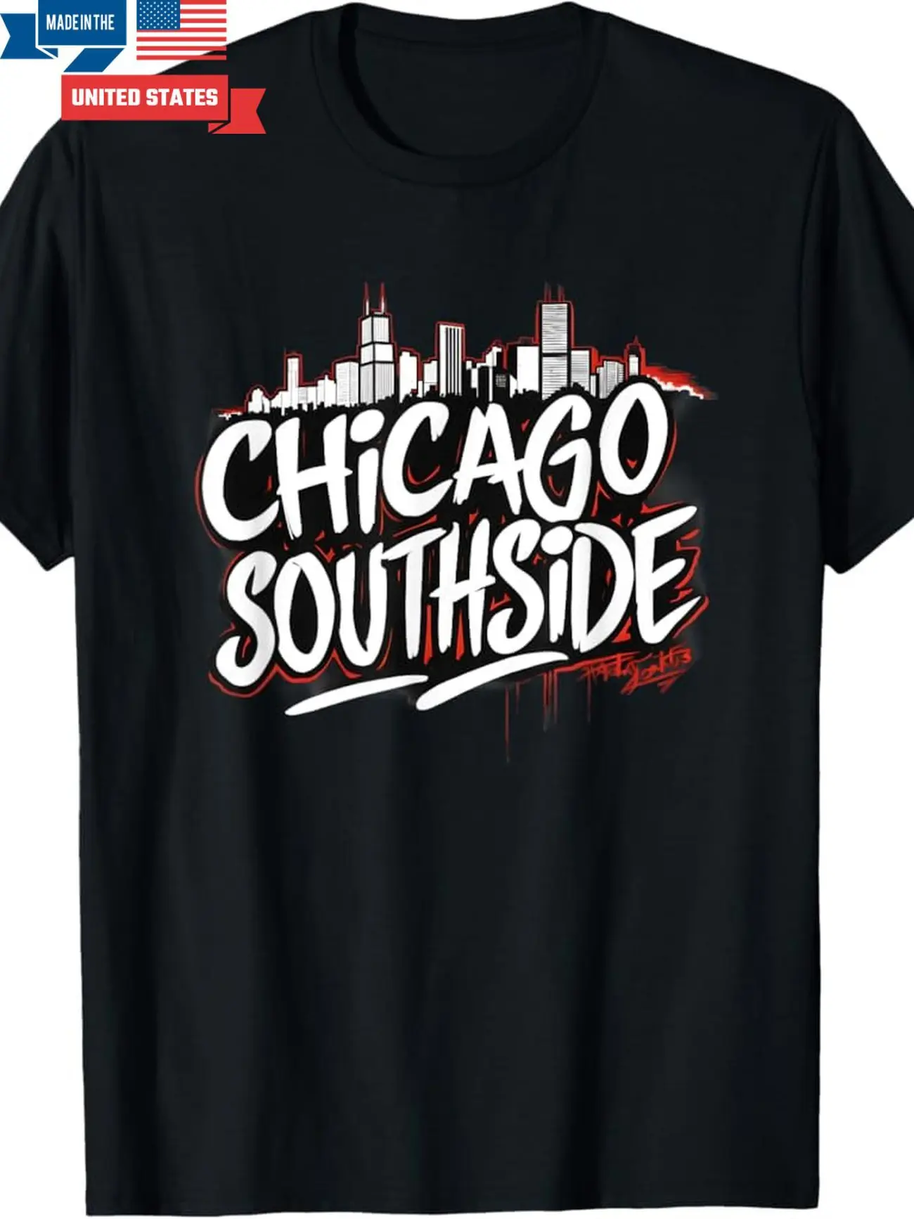 100% Made in USA, 180g Chicago Southside Chi City South Side Local T ...