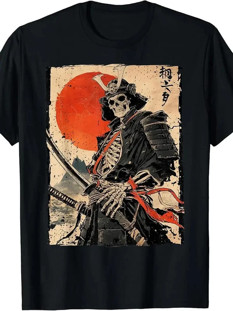100% Made in USA, 180g Japan Samurai Warrior Skeleton Ukiyo Ink Artwork ...