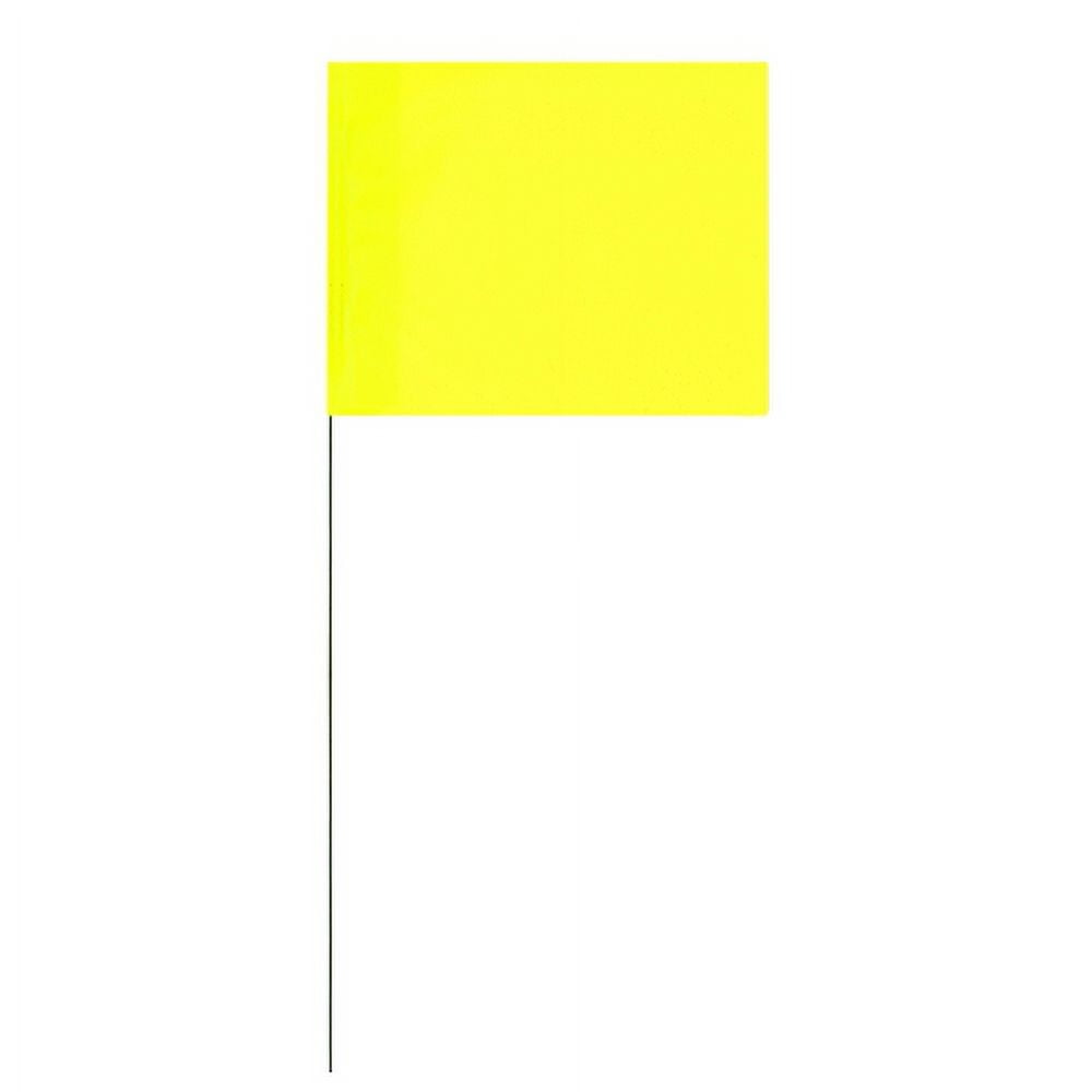 Marking Flags Fluorescent Yellow 4" x 5" Flag with 21" Plastic Staff ...