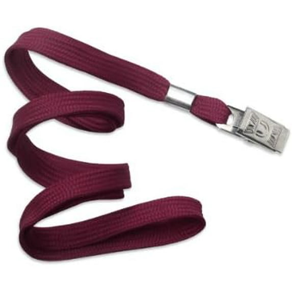 100 Maroon Flat Non-Breakaway Lanyards With Steel Bulldog Clip ...
