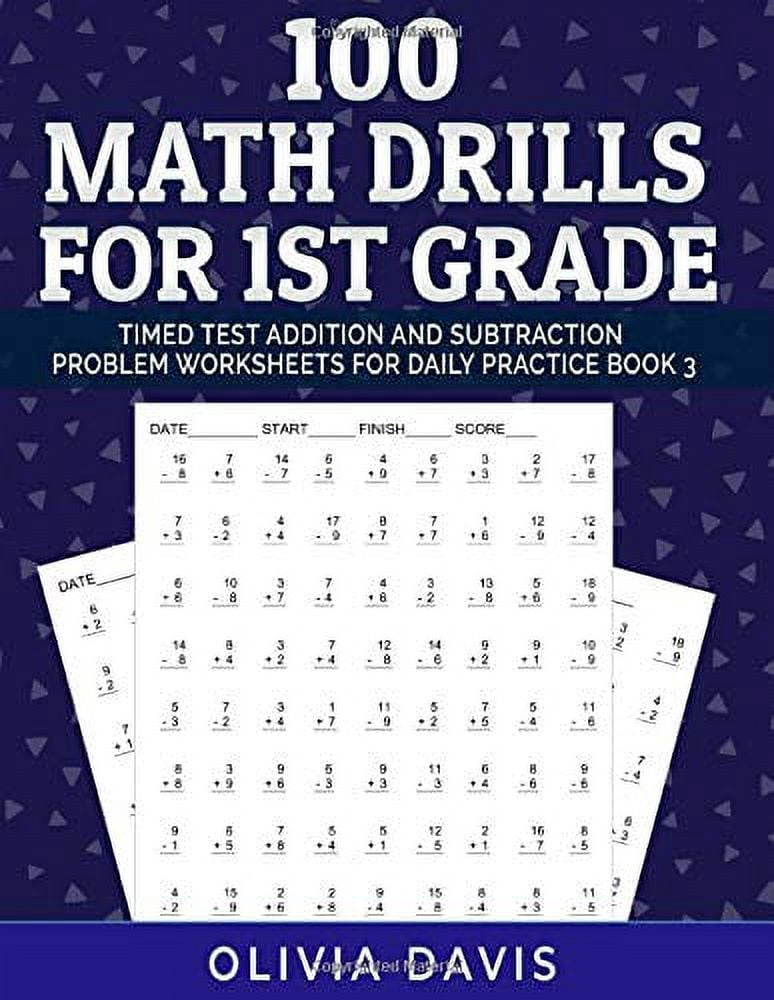 Pre-Owned 100 Math Drills For 1st Grade Timed Test: Addition and ...