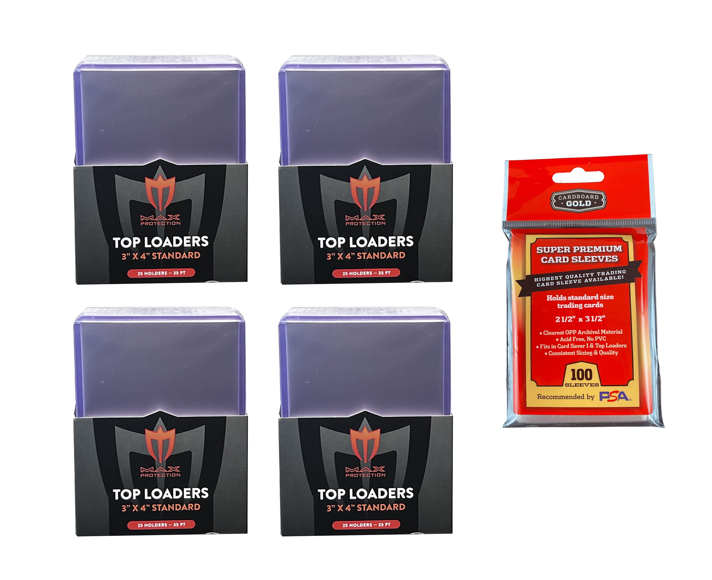 100 Max Pro 35pt Regular Size Trading Card Toploaders + Premium Soft ...