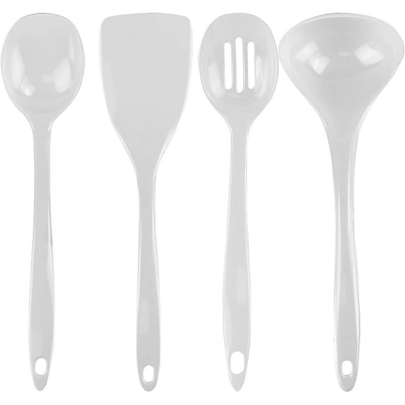 100% Melamine Kitchen Utensil Set, Non Scratching Ladle, Spoon, Slotted ...