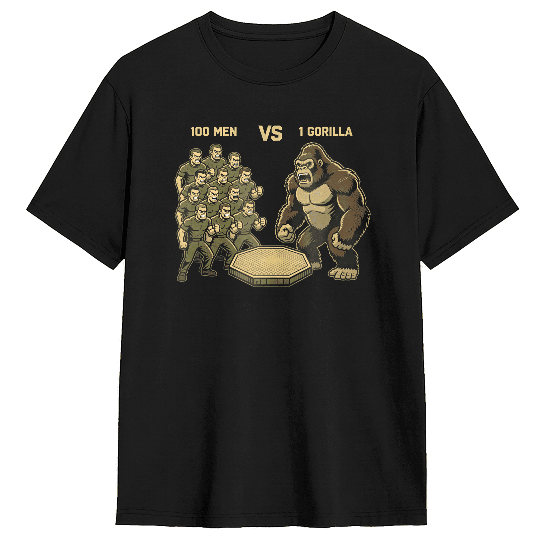 100 Men Vs 1 Gorilla Vintage Graphic Tee For Men, Fun Casual Cotton ...