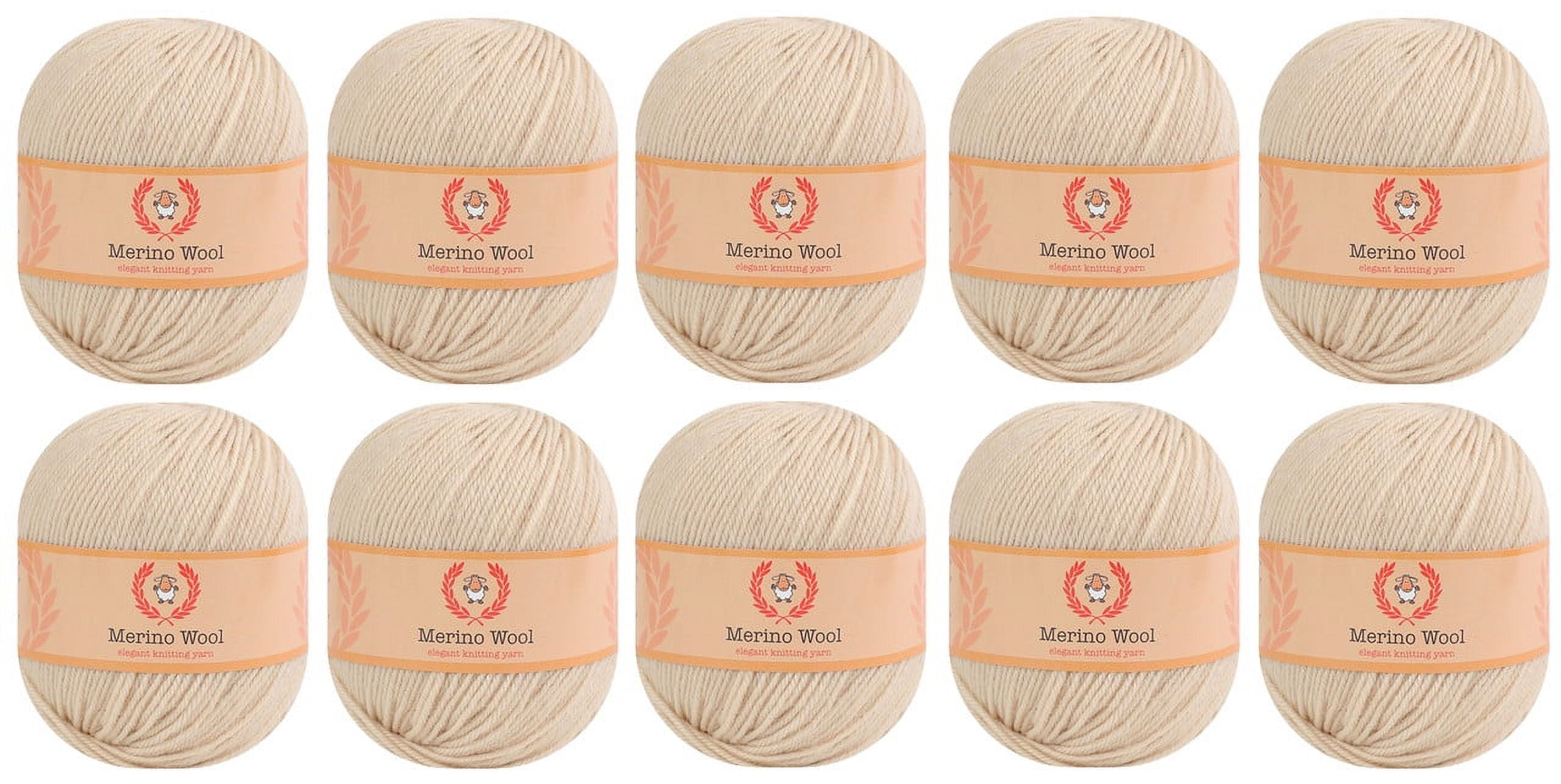 100% Merino Wool Yarn 10 Pack by Yonkey Monkey - Beige 209 - Walmart.com