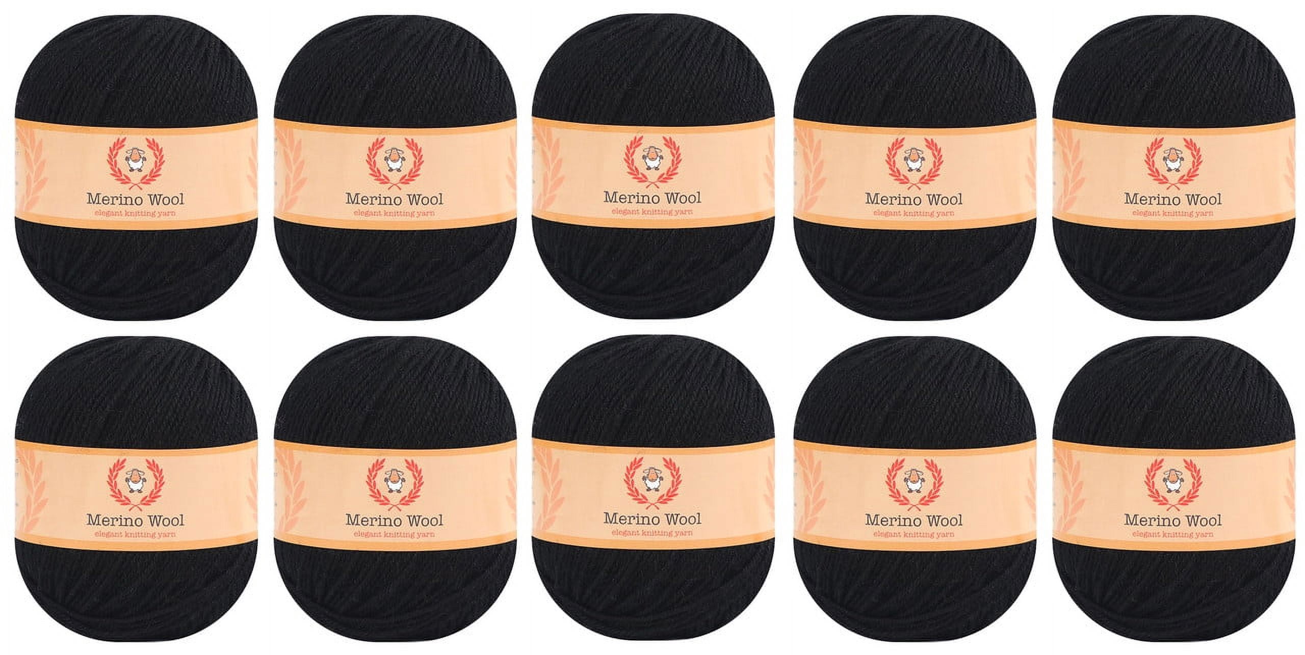100% Merino Wool Yarn 10 Pack by Yonkey Monkey - Black 205 - Walmart.com