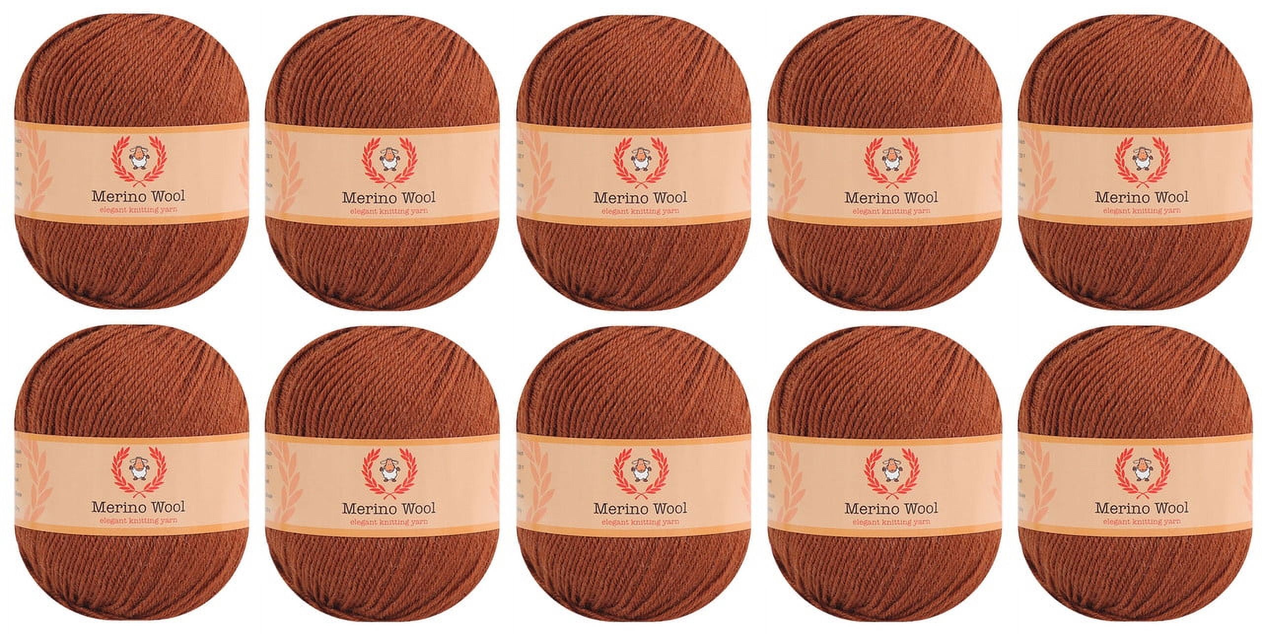 100% Merino Wool Yarn 10 Pack by Yonkey Monkey - Caramel 214 - Walmart.com