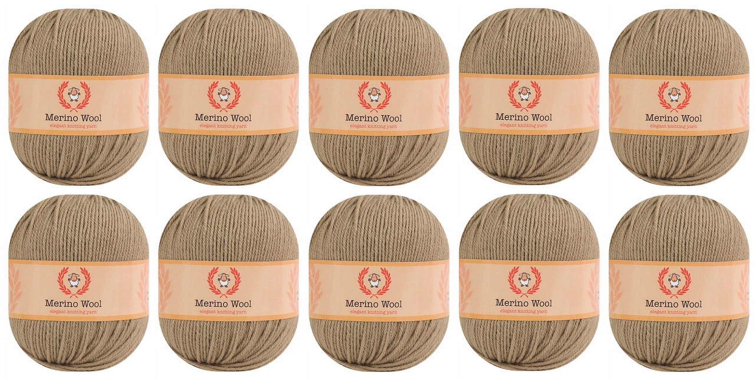 100% Merino Wool Yarn 10 Pack by Yonkey Monkey - Coffee 210 - Walmart.com