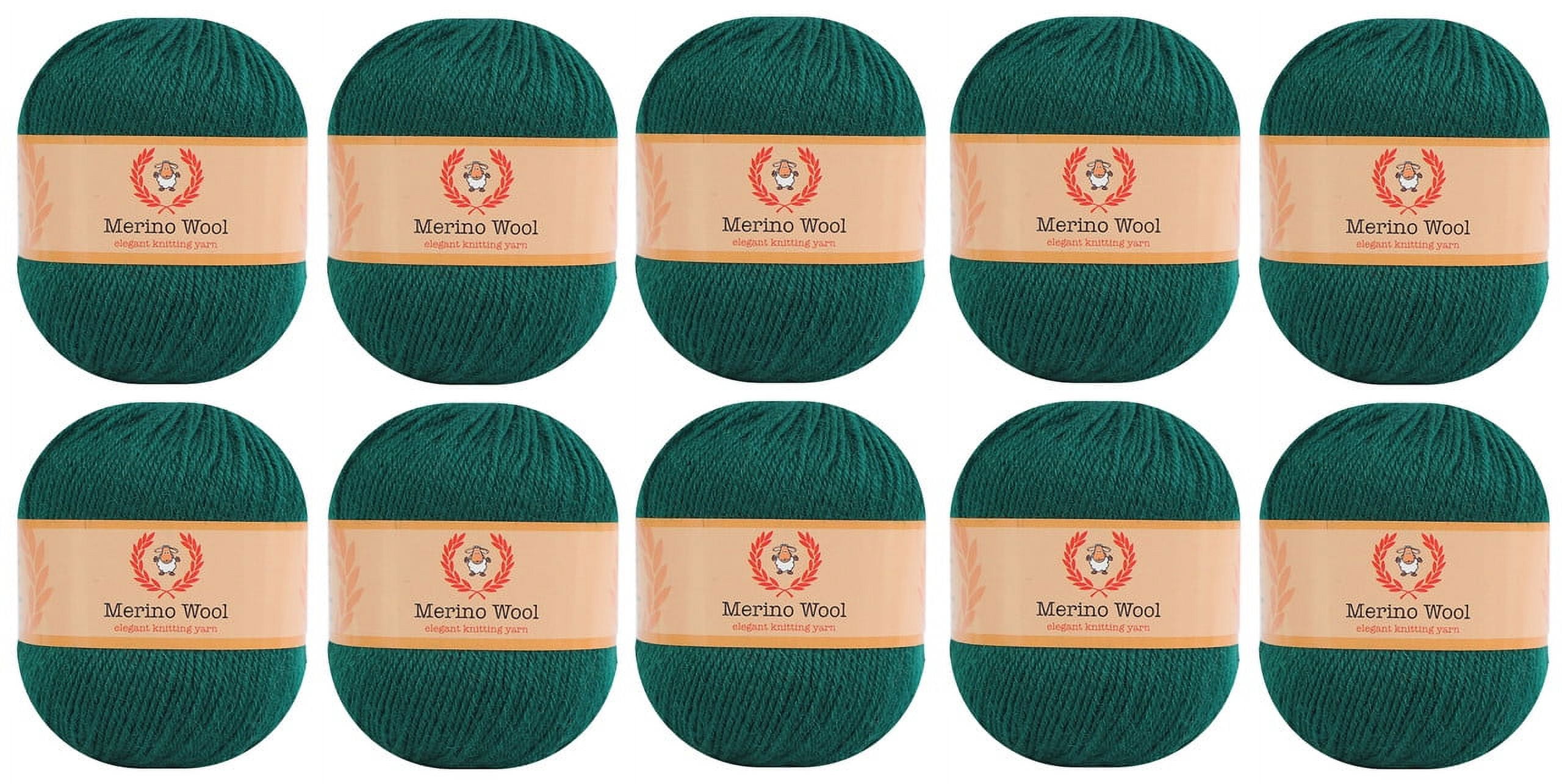 100% Merino Wool Yarn 10 Pack by Yonkey Monkey - Dark Green 208 ...