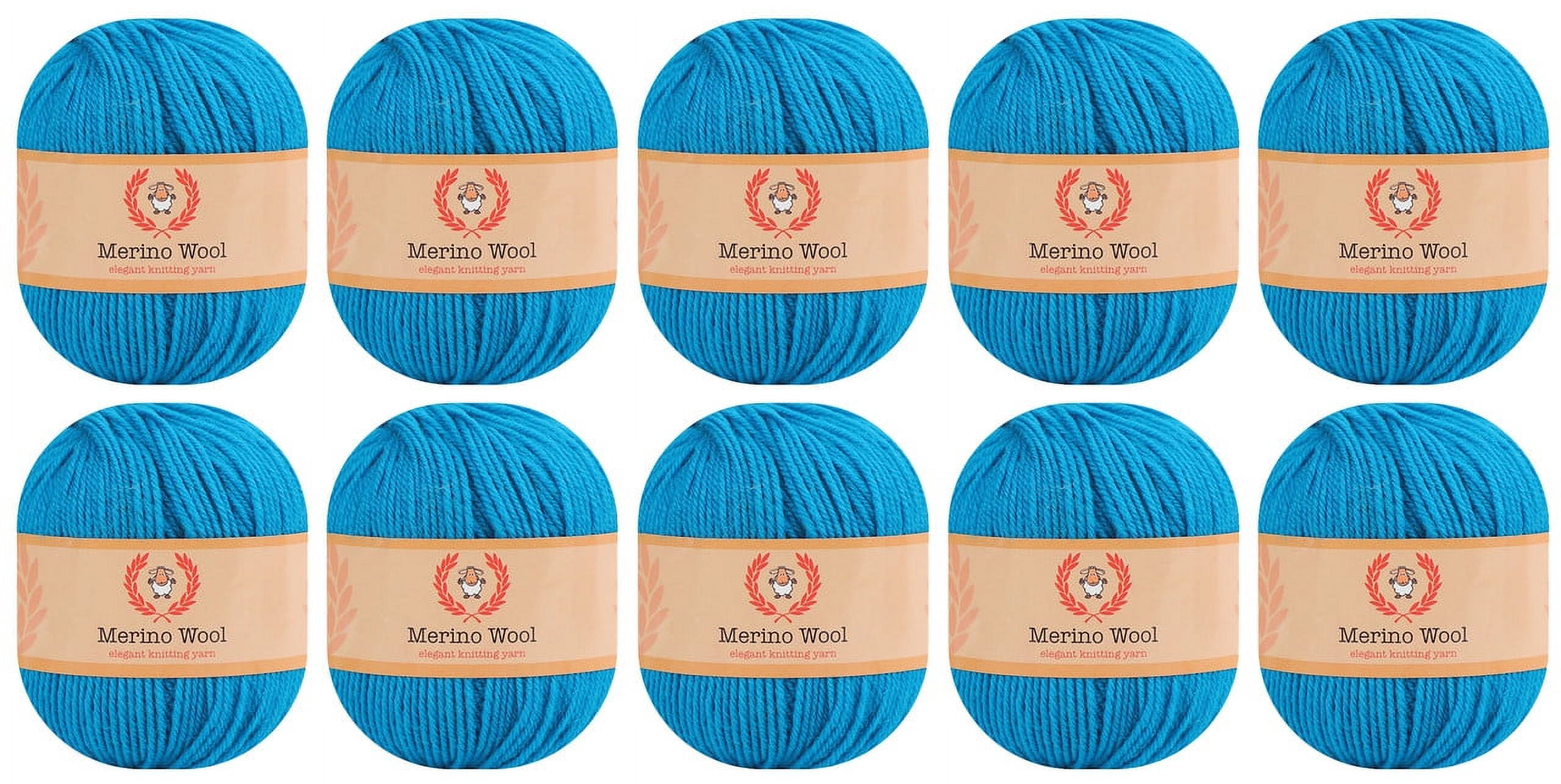 100% Merino Wool Yarn 10 Pack by Yonkey Monkey - Lake Blue 220 ...