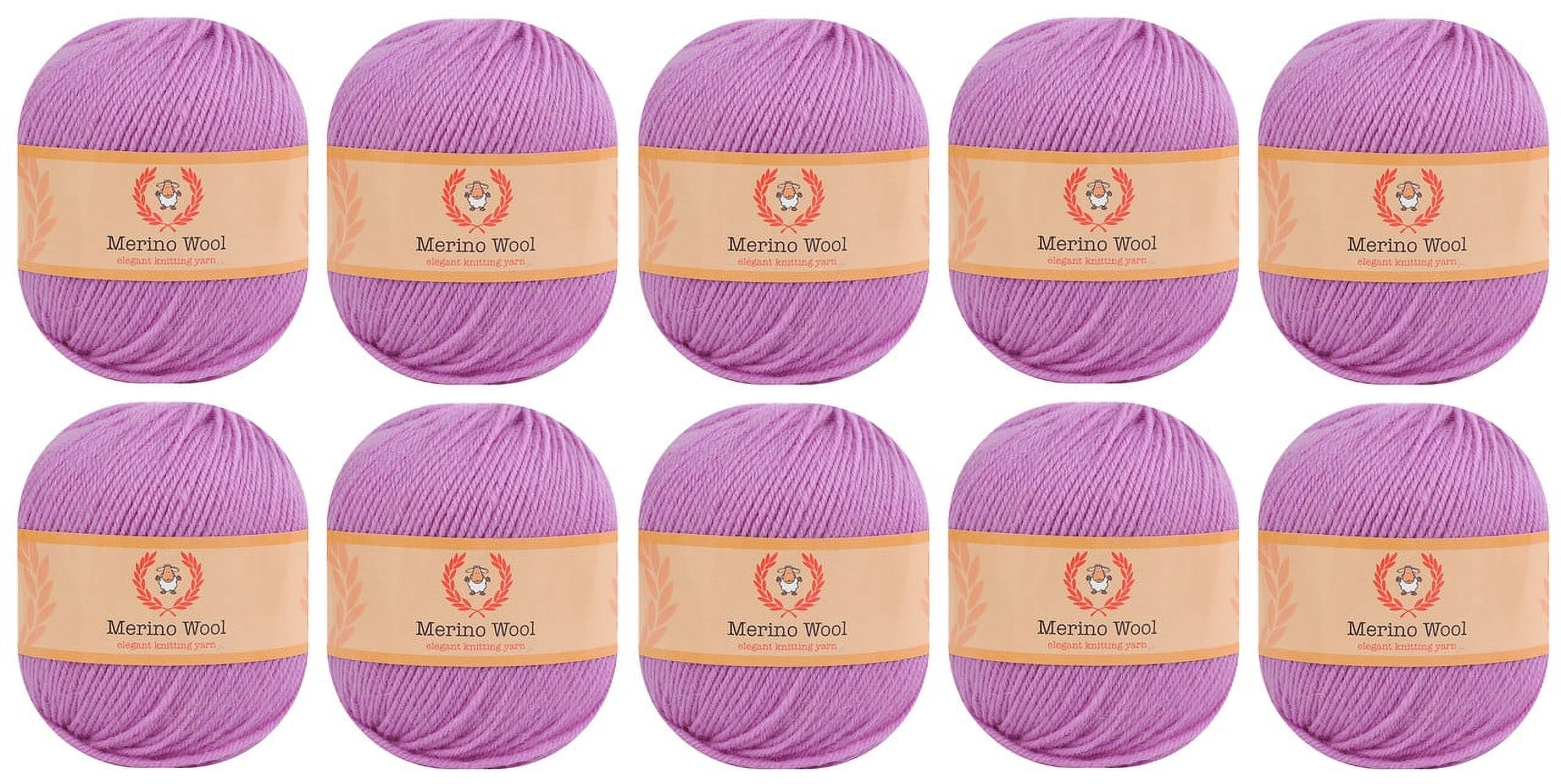 100% Merino Wool Yarn 10 Pack by Yonkey Monkey - Light Purple 224 ...