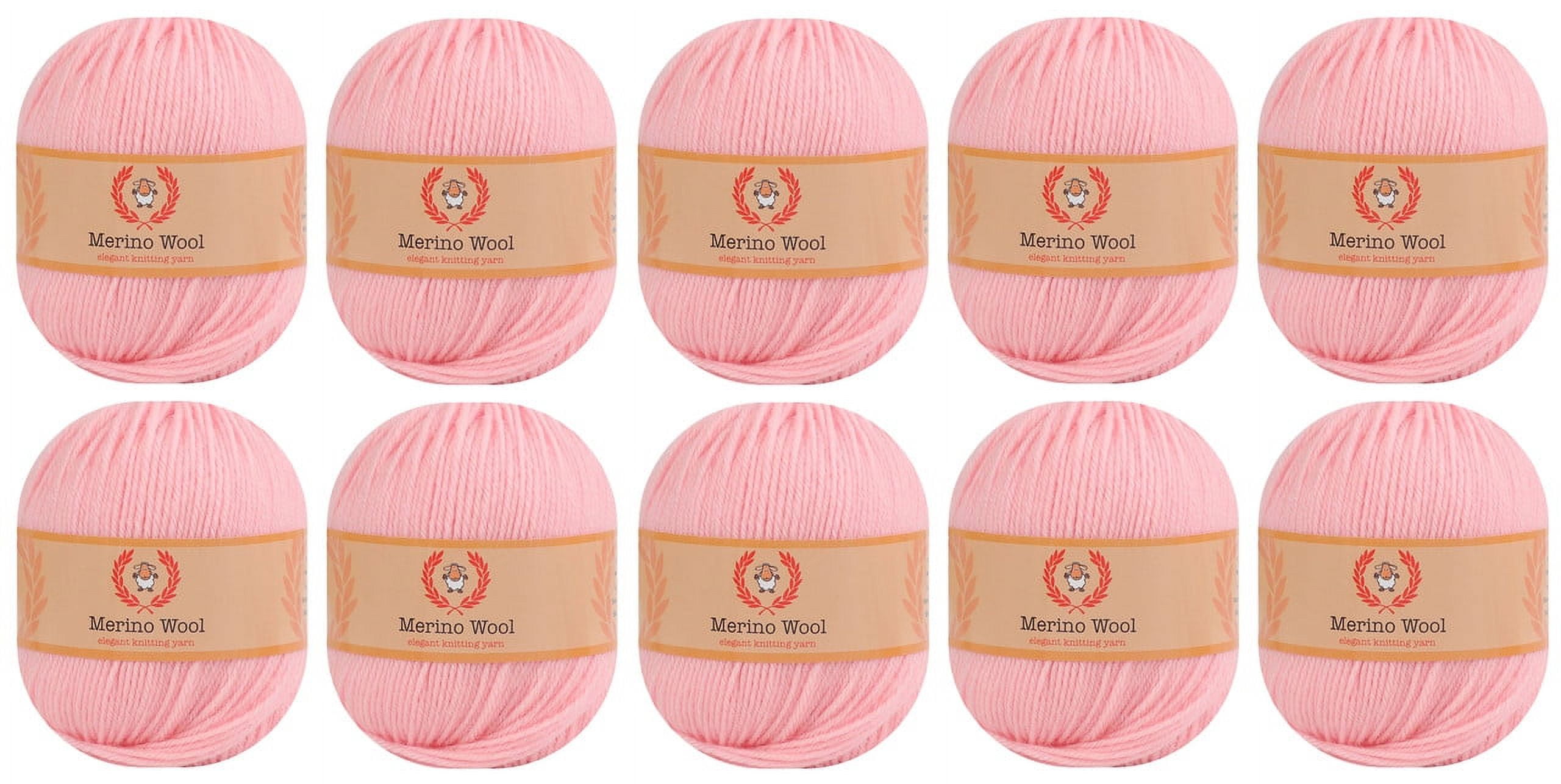 100% Merino Wool Yarn 10 Pack by Yonkey Monkey - Pink 226 - Walmart.com