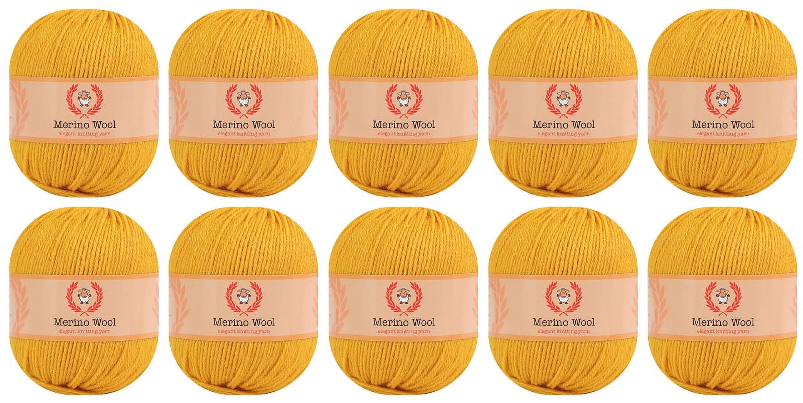 100% Merino Wool Yarn 10 Pack by Yonkey Monkey - Turmeric 221 - Walmart.com