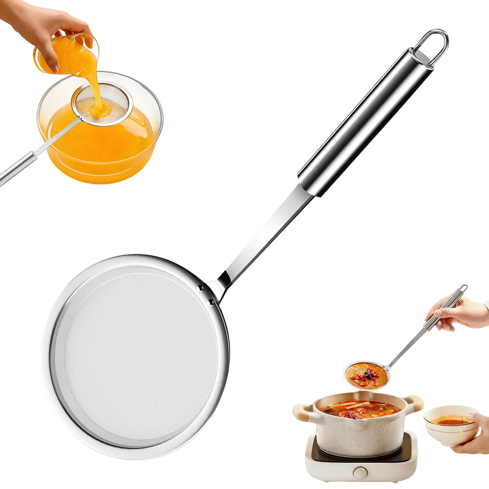 100 Mesh Stainless Steel Ultra Fine Fat Skimmer Spoon – Very Fine Mesh ...