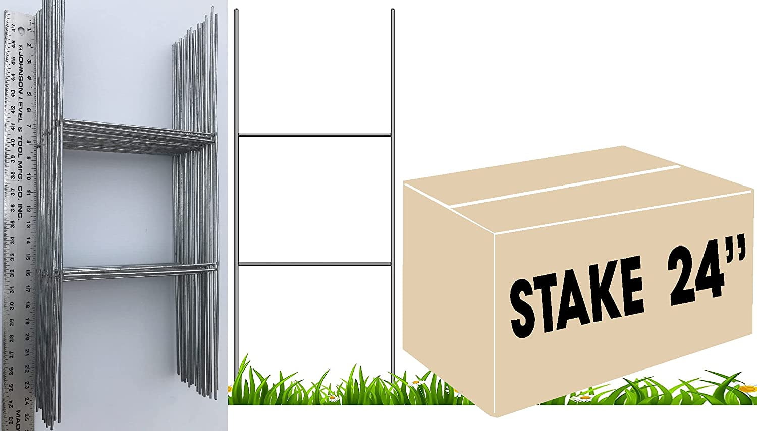 100 Metal Stake 10 x 24 inch x 9 Gauges Galvanized Wire Signs Stake use ...